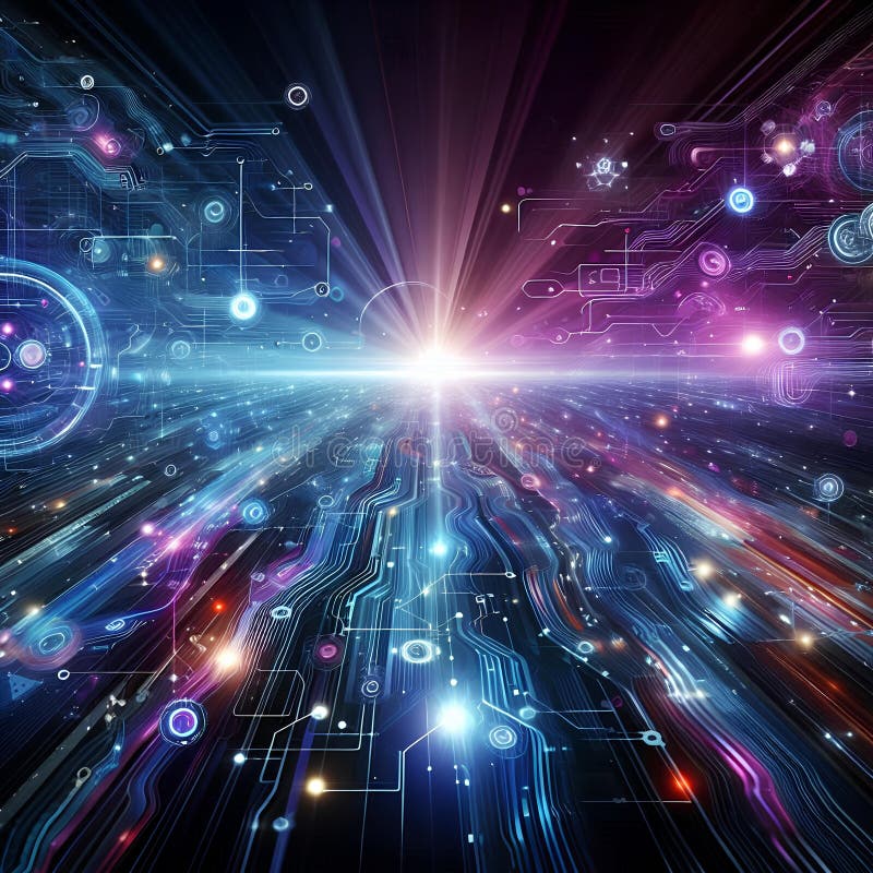 Futuristic Abstract Digital Horizon with Radiant Light and Complex ...
