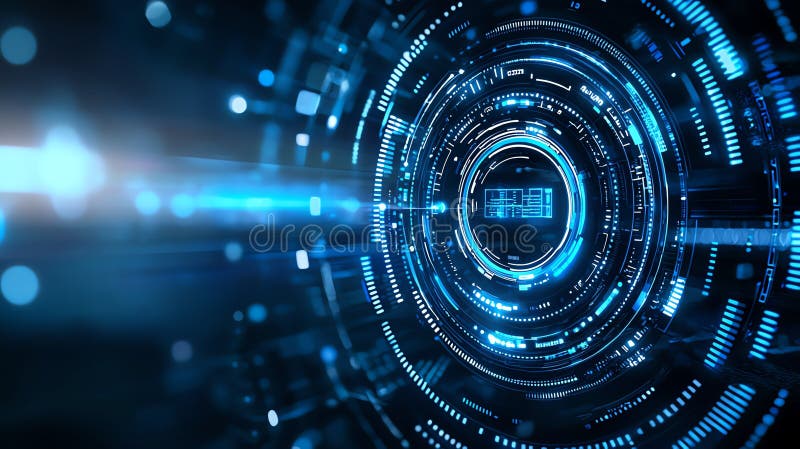 Futuristic Abstract Digital Interface with Glowing Circular Patterns ...
