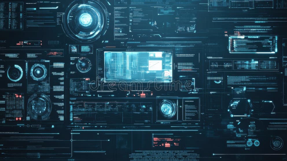 Futuristic Abstract Digital Interface Showcasing Floating Transparent ...