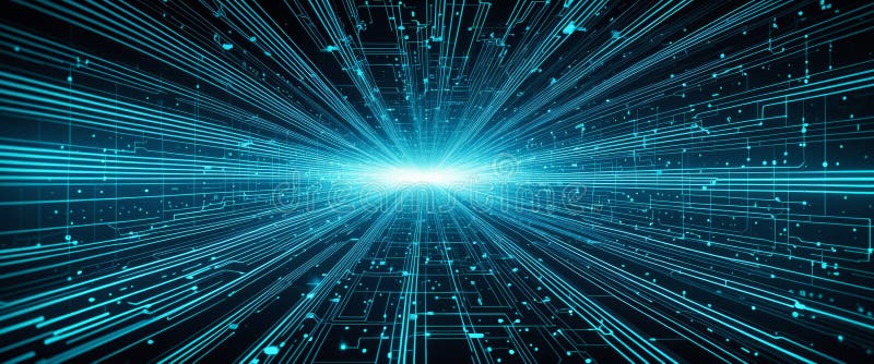 Futuristic Abstract Digital Matrix Background with Blue Light Burst ...