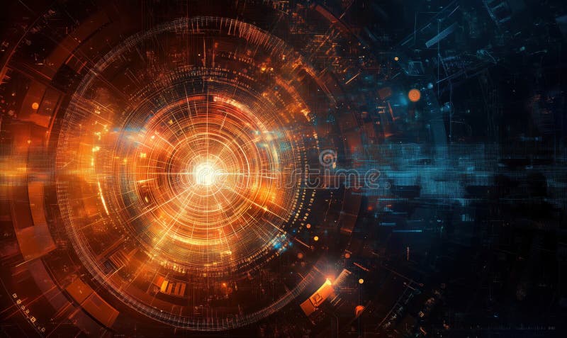 Futuristic Abstract Digital Technology Background with Glowing Circular ...