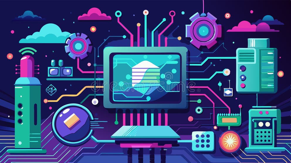 Futuristic Abstract Electronic Circuit Connection Technology Background ...