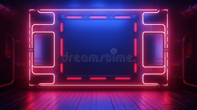 Futuristic Abstract Empty in Modern Tech Style with Glowing Neon Light ...