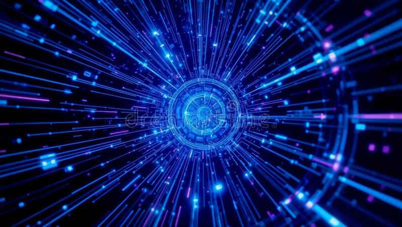 Dynamic Abstract Blue Electronic Light Rays Explosion with Futuristic ...