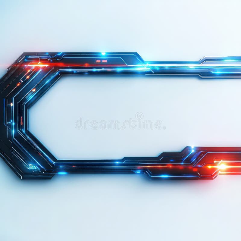 Abstract Futuristic Tech Frame with Glowing Lines. Stock Illustration ...