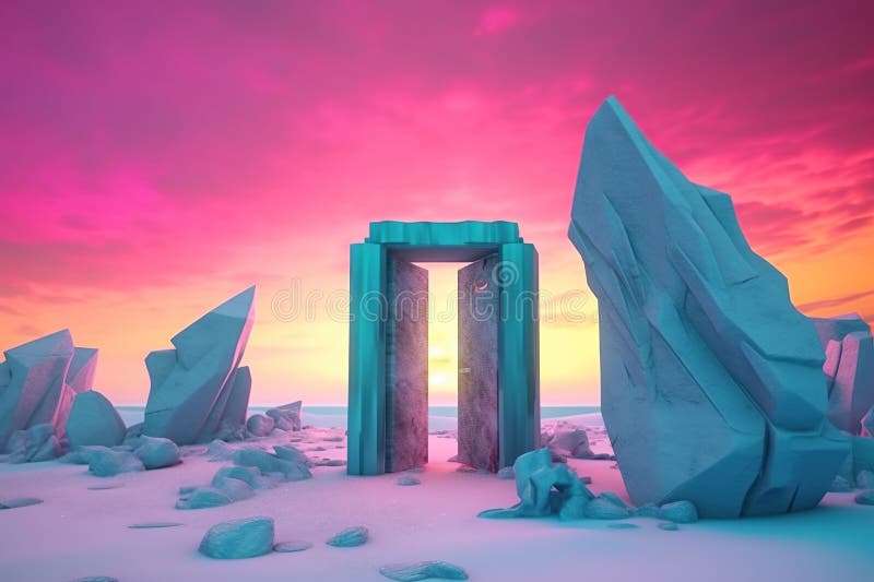 Stone Arch in the Background of the Landscape Made with Generative AI ...