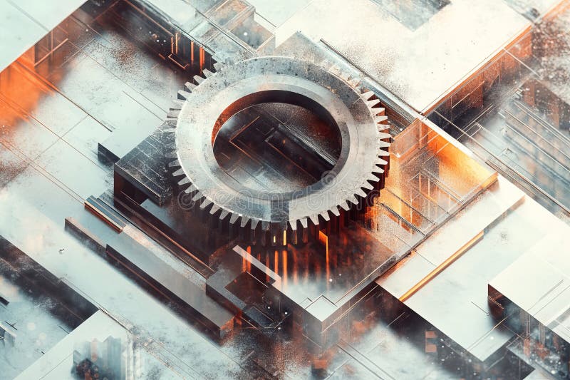 Futuristic Abstract Gear Mechanism with Metallic and Geometric Pattern ...