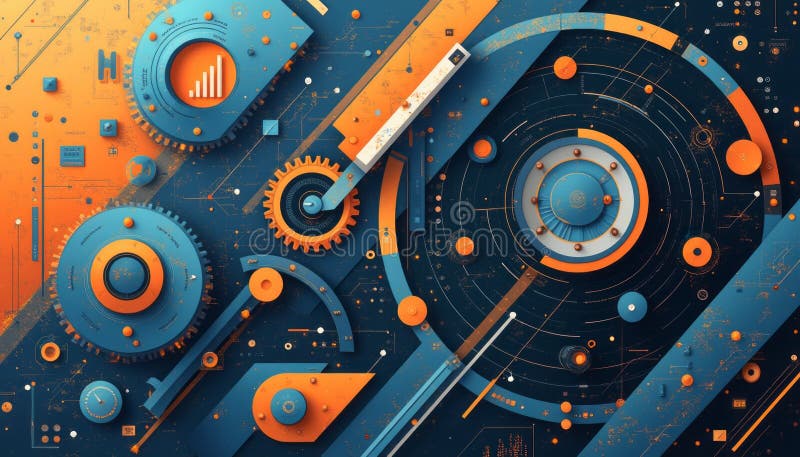 Intricate Futuristic Machinery Gears Circuits Dynamic Motion Stock ...