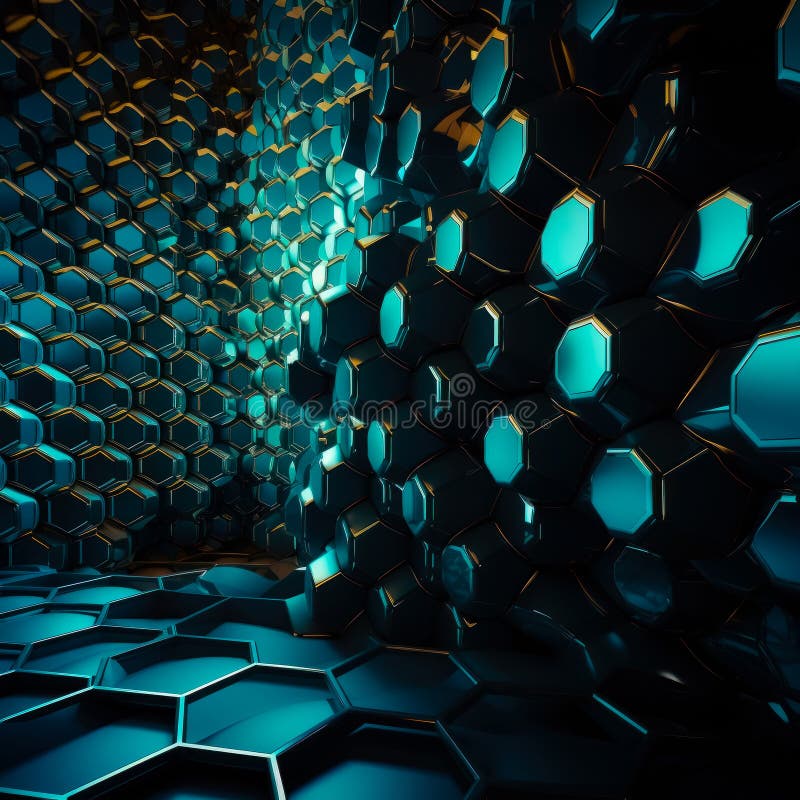 Futuristic Abstract Geometry Texture. Hexagon Neon Pattern Stock ...