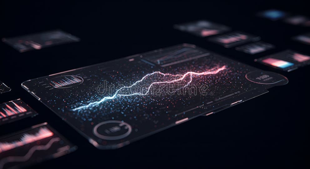 Futuristic Abstract HUD Interface Element with Data Visualization and Glowing Effects, Generate ...