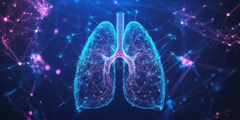 A Futuristic Abstract Human Lung Concept Featuring a Neon Shield Design ...