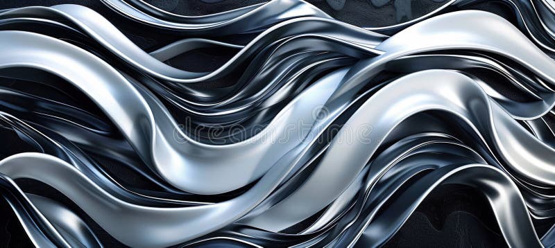 Futuristic Abstract Illustration with Intersecting Wavy Lines in Silver ...