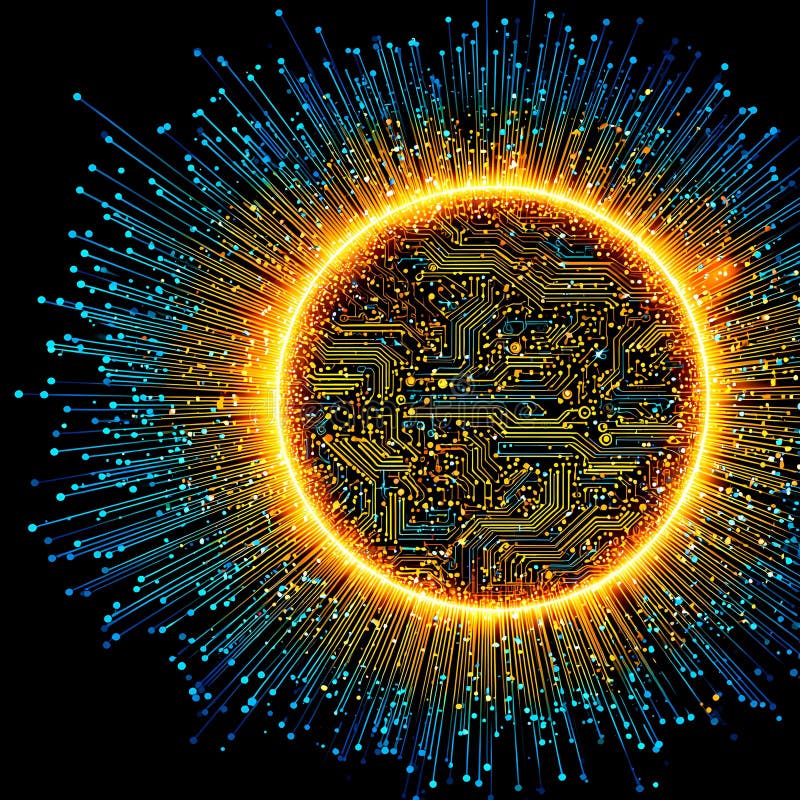 The Sun As a Computer Circuit Futuristic Tech Concept Stock ...