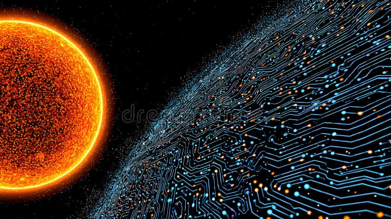 The Sun As a Computer Circuit Futuristic Tech Concept Stock ...