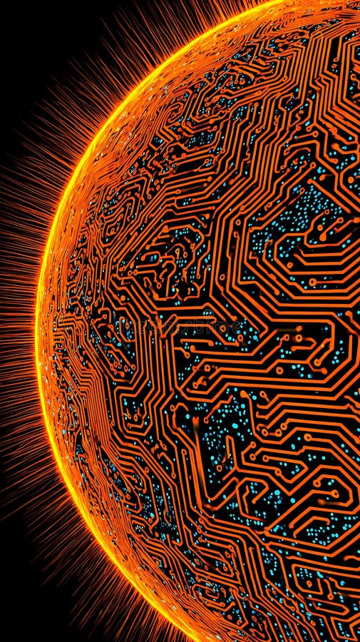 The Sun As a Computer Circuit Futuristic Tech Concept Stock ...