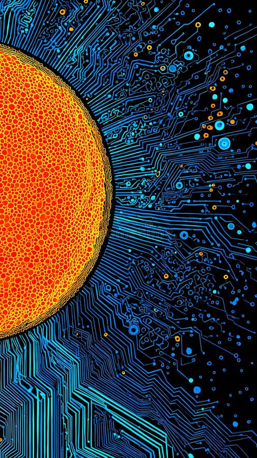 The Sun As a Computer Circuit Futuristic Tech Concept Stock ...