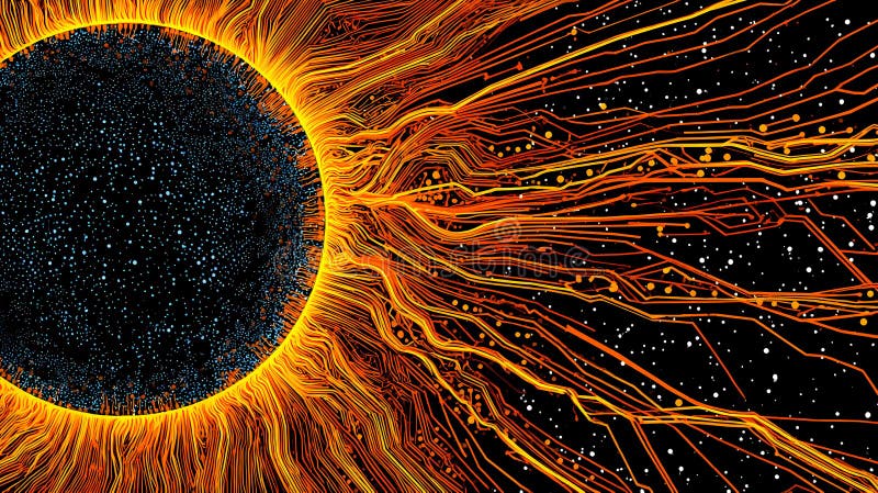 The Sun As a Computer Circuit Futuristic Tech Concept Stock ...