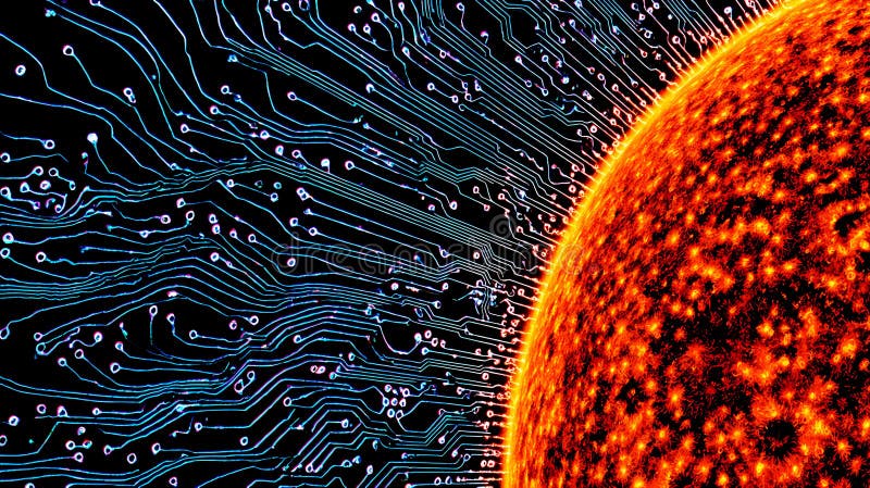 The Sun As a Computer Circuit Futuristic Tech Concept Stock ...