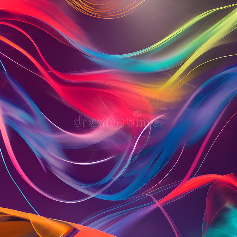 Futuristic Abstract Image Background, Colourful Cloud Smoke Random Line ...