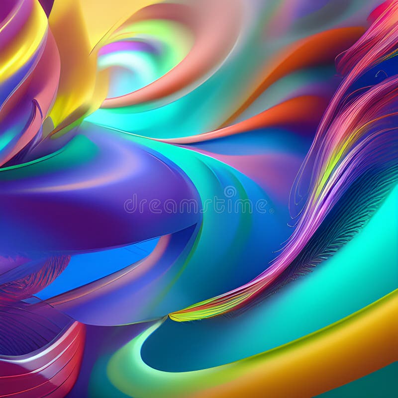 Futuristic Abstract Image Background, Colourful Cloud Smoke Random Line ...