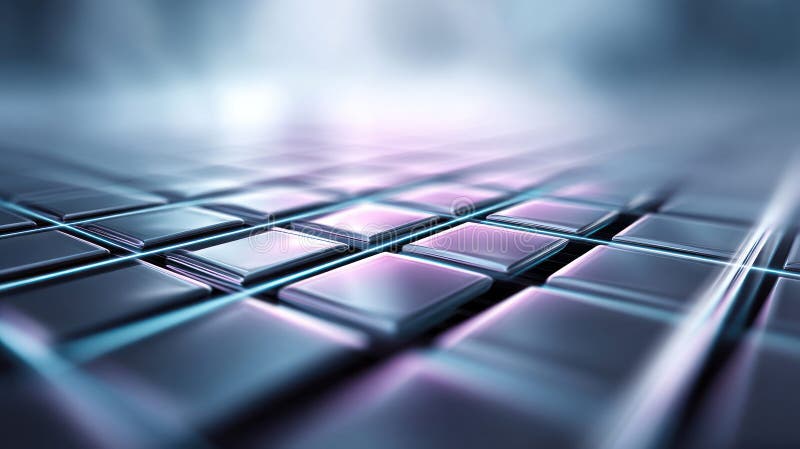 This Abstract Image Displays a Futuristic Grid of Glossy Tiles in Cool ...