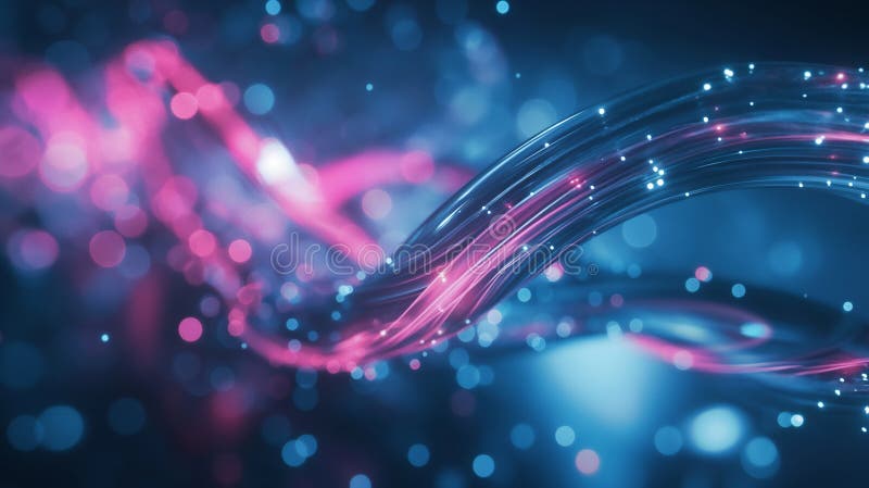 A Futuristic, Abstract Image Featuring Intertwined Strands of Glowing ...