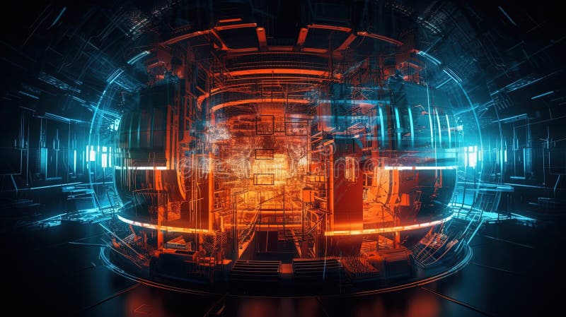 Futuristic Abstract Image of Thermonuclear Reactor Stock Illustration ...
