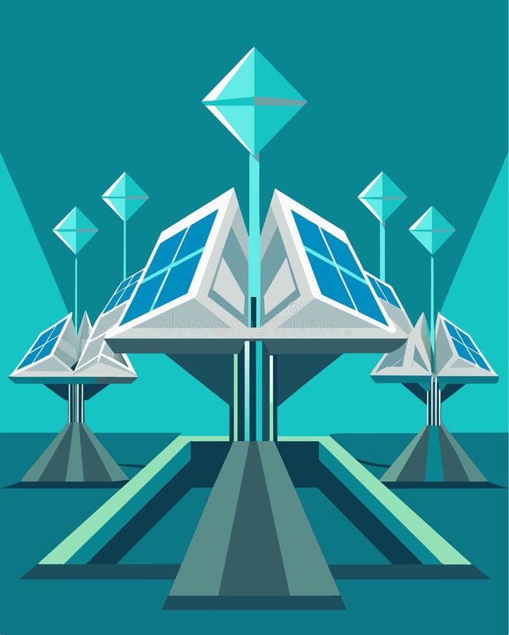 A Futuristic Abstract Installation Featuring Sleek Metallic Solar ...