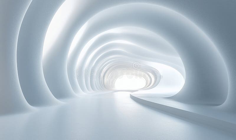 Futuristic Abstract Interior Design with Smooth White Curves and Bright ...