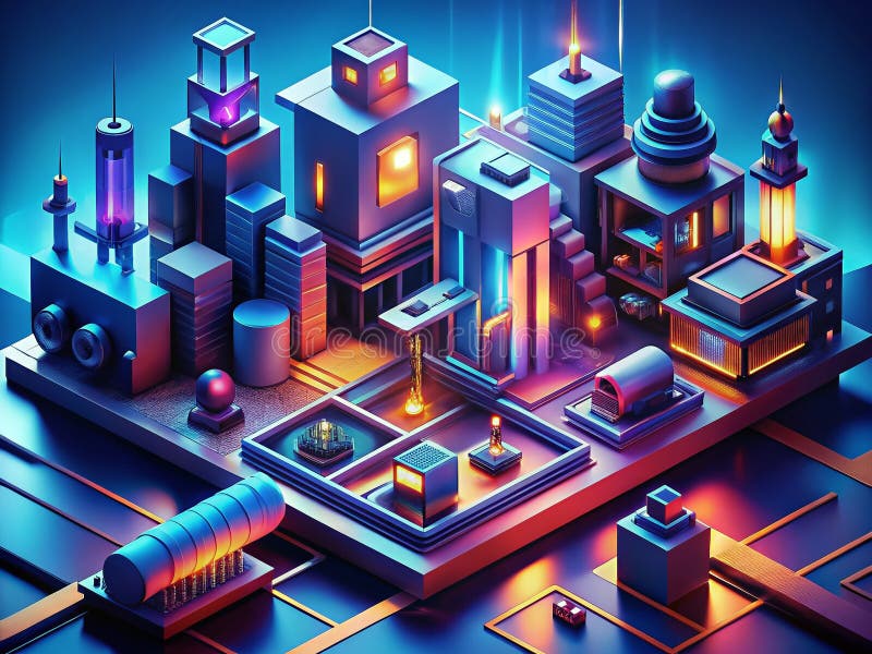 Futuristic Abstract Isometric Poster Exploring Innovation through ...