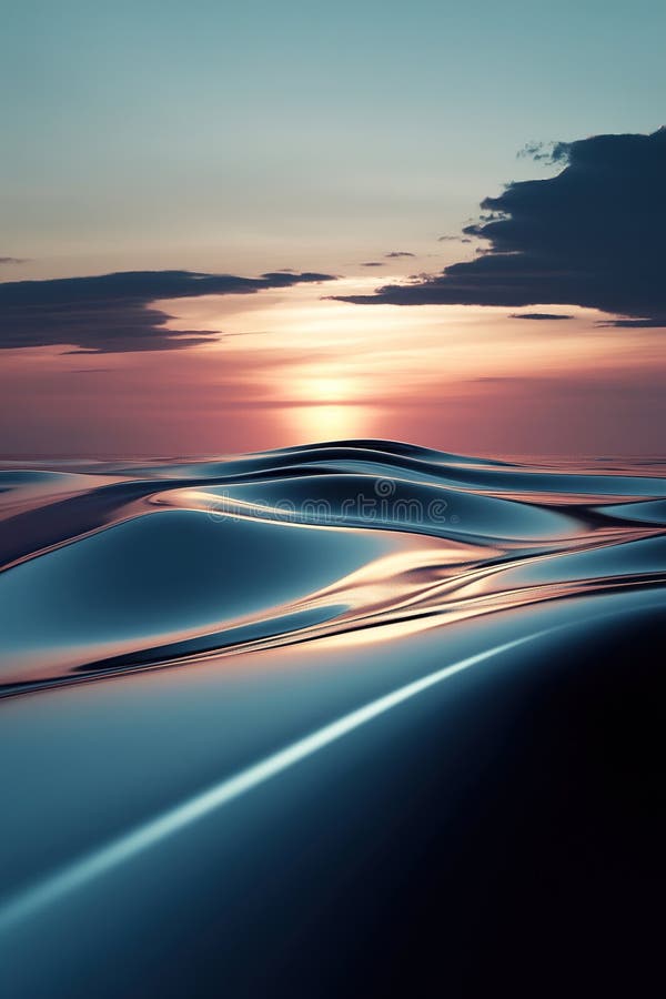 Futuristic Abstract Landscape with Metallic Surfaces and Glowing ...