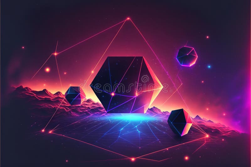 Polygons and Intricated Lines on a Sinthwave Universe Background Stock ...