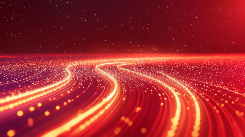 Futuristic Abstract Light Trails on Red Background Stock Image - Image ...
