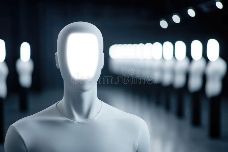 Futuristic Abstract Mannequin with Glowing Face in Minimalistic Setting ...