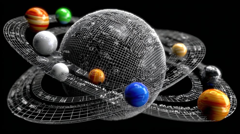 Futuristic Abstract Models of Colorful Planetary Systems and Orbiting ...