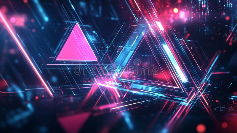Futuristic Abstract Neon Geometric Patterns with Dynamic Triangular ...