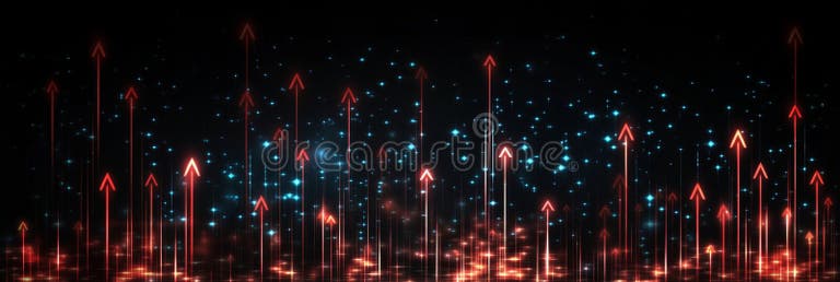 Futuristic Abstract Network Concept with Glowing Red Arrows Indicating ...