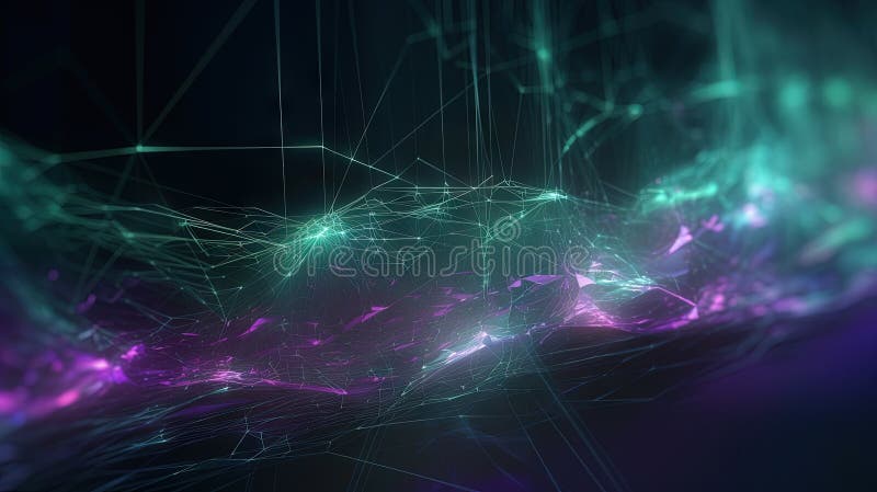 Futuristic Abstract Network of Glowing Digital Connections and Flowing ...