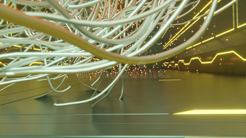 Futuristic Abstract Objects with Metallic Abstract Shapes Glowing ...