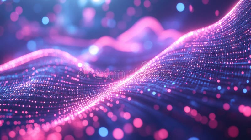 Futuristic Abstract Pink and Blue Digital Wave Stock Illustration ...