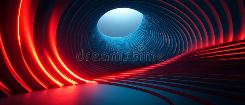 Futuristic Abstract Red and Blue Tunnel with Glowing Edges and a Sense ...