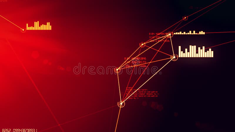 Futuristic Abstract Red Network and Data Connection Grid Illustration ...