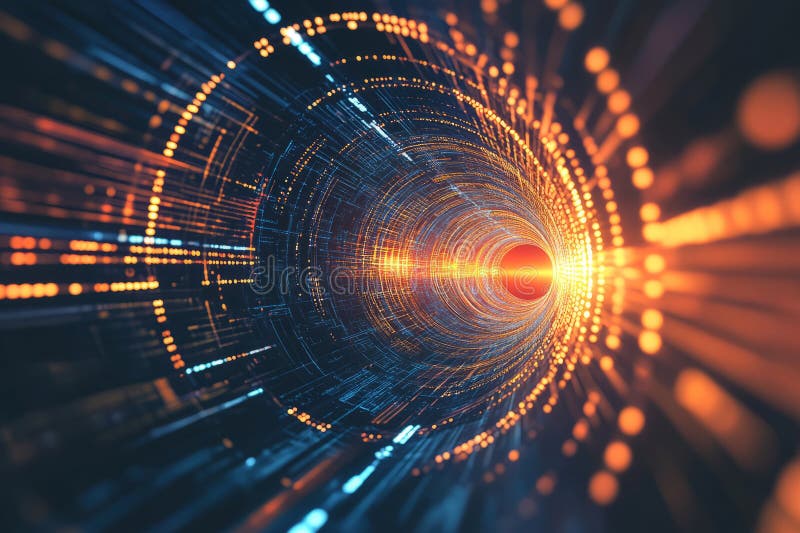 Futuristic Abstract Rendering of a Time-space Digital Warp, Glowing ...