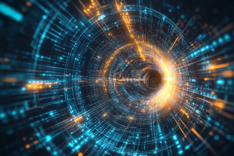 Futuristic Abstract Rendering of a Time-space Digital Warp, Glowing ...