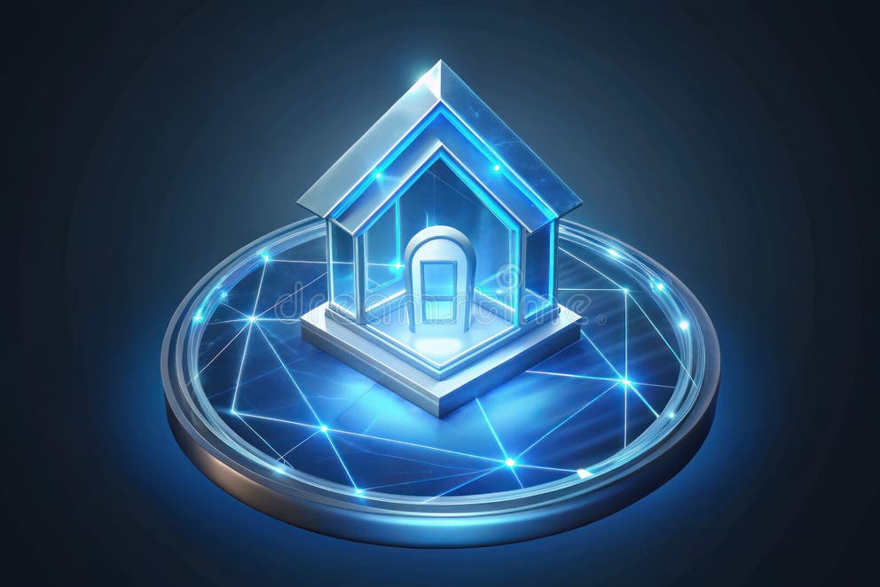 Futuristic and Abstract Representation of a House Enclosed in a Glowing ...