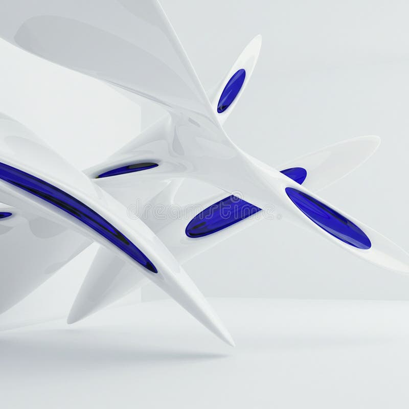 Futuristic Abstract Sculpture Featuring Sleek, Intertwining White Forms ...