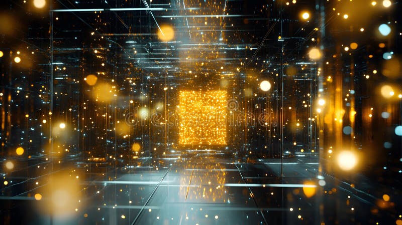 Futuristic Abstract Space with Glowing Particles and Illuminated ...