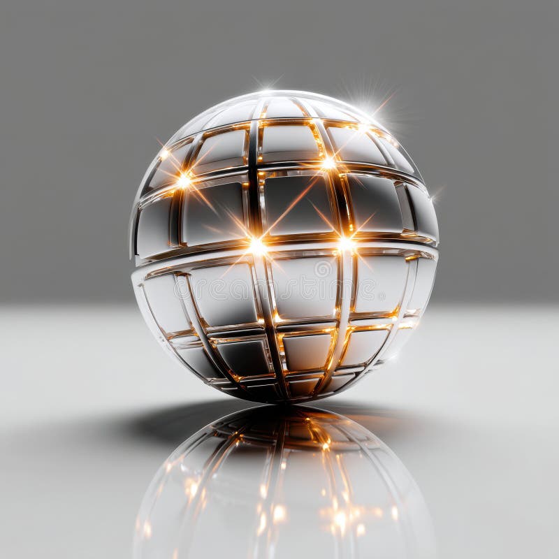 Minimal Sphere with Embedded Glowing Grid Structure Stock Illustration ...