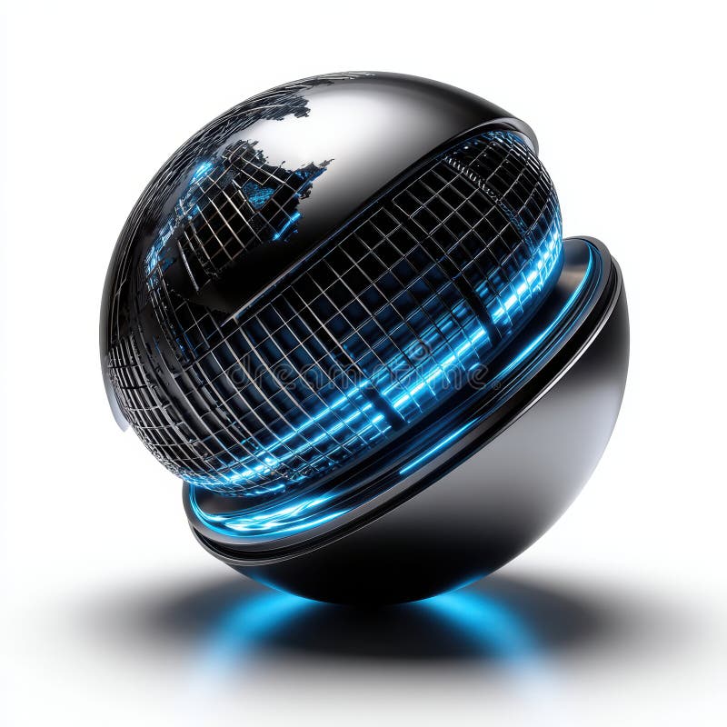 Minimal Sphere with Embedded Glowing Grid Structure Stock Illustration ...