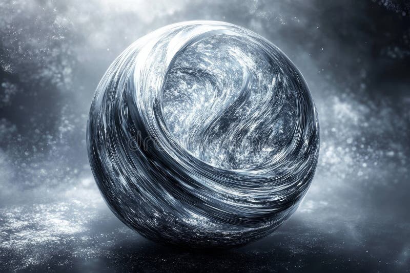 A Futuristic Abstract Sphere with Silver Waves, Minimalistic and Modern ...